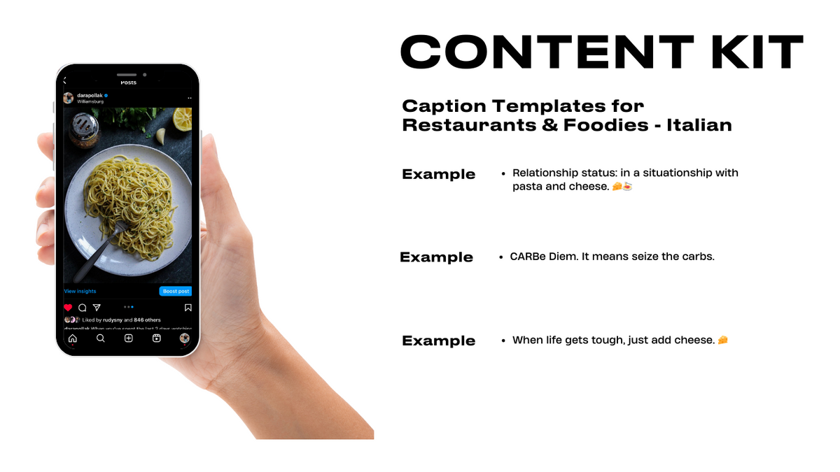 Caption Templates - Italian Food – Misfit Creatives